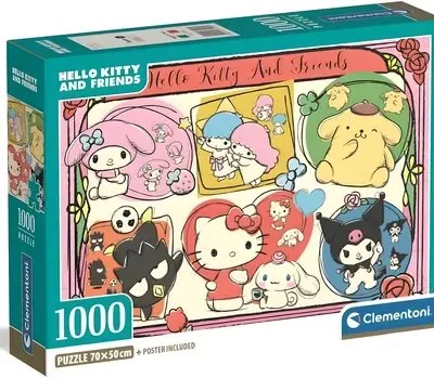 CLEMENTONI Puzzle Hello Kitty a přátelé: Roztomilá koláž / 1000 dílků