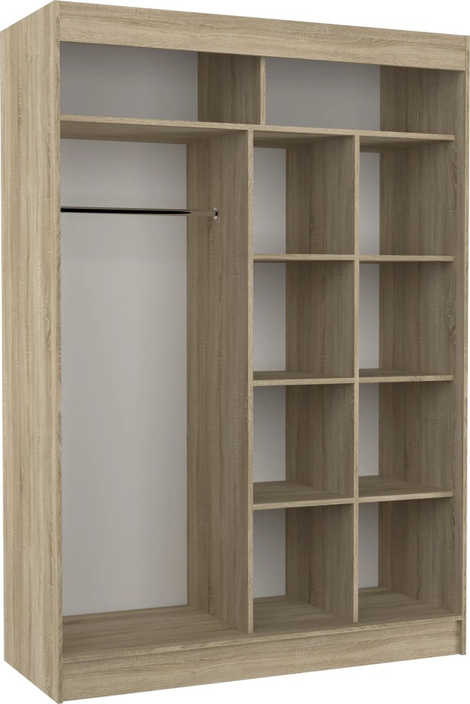 ADRK Furniture Posuvná skříň se zrcadlem a lacobelem TOURA 150 ADRK-SW-TOU-SCHL-150