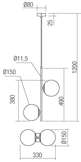 Redo 01-2625 - Lustr na lanku NIVA 2xE14/28W/230V