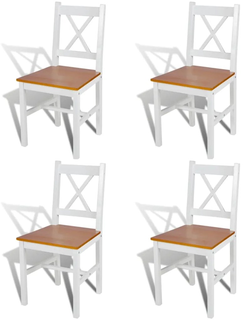241513 vidaXL Jídelní židle 4 ks bílé borové dřevo