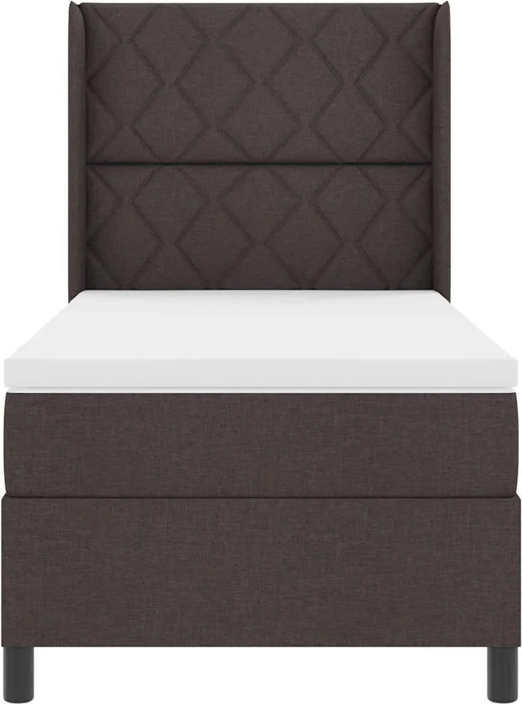 Postel s boxspringem s čelo Tmavě hnědá 200 x 100 cm textil 3341696