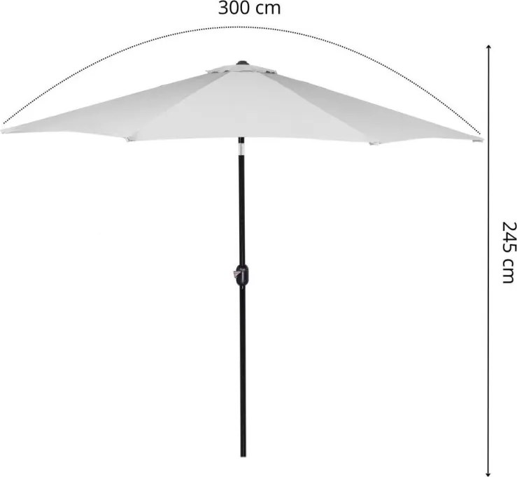 Zahradní slunečník 290 cm, světle šedý SPRINGOS SUNNY GU0034