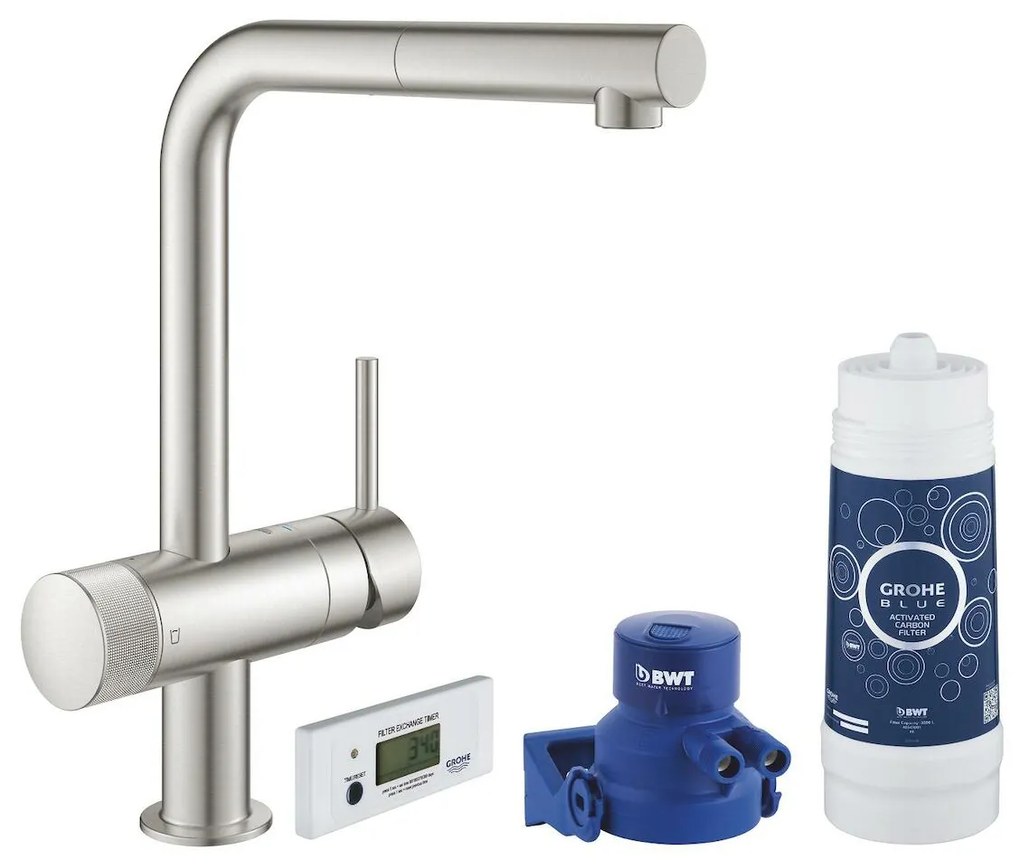 Dřezová baterie Grohe Blue Pure Minta s filtrem supersteel 30382DC0