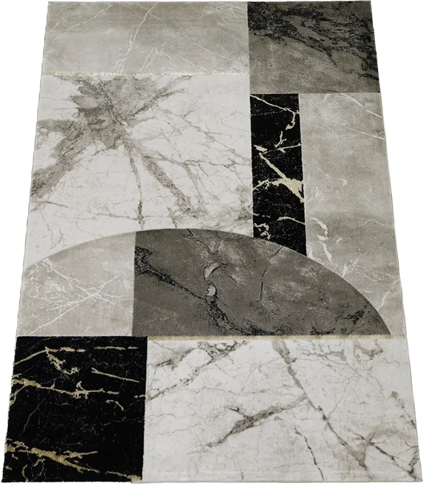 BE Koberec Gloria 3672 GOLD - šedohnědý černý obdélníkový Rozměr: 60x100 cm
