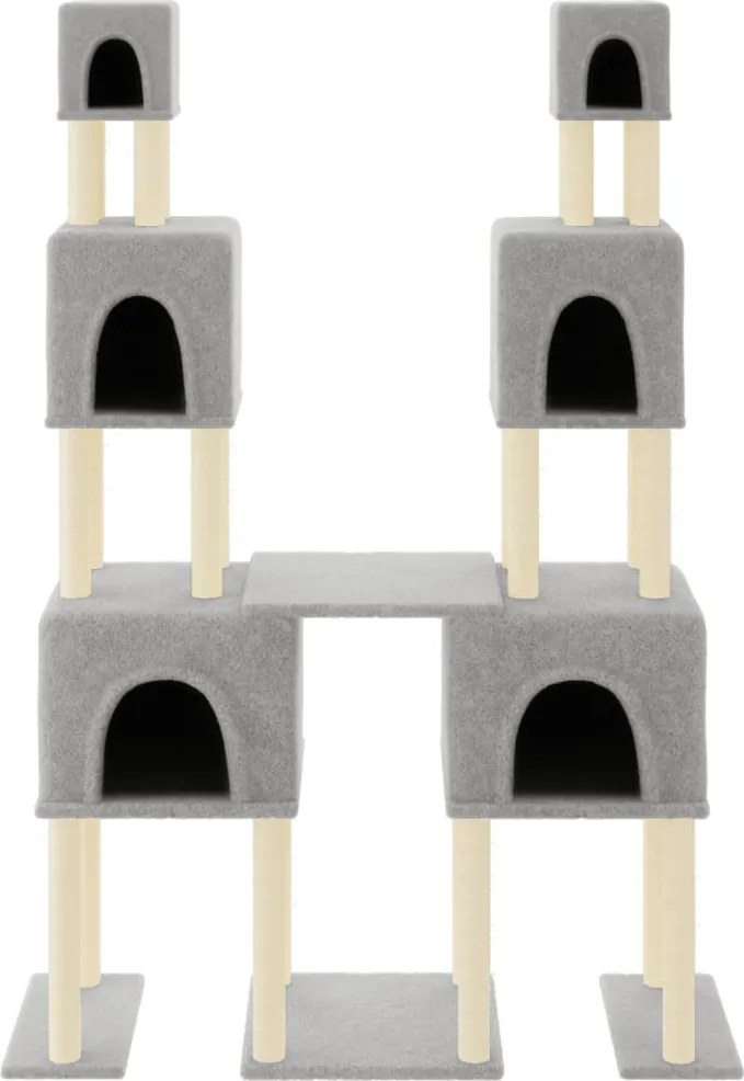 Škrabadlo pro kočky se sisalovými sloupky světle šedé 199 cm 172080