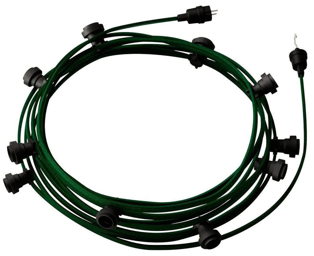 creative cables Hotový světelný řetěz LUMET 12,5 m je sestavený z 10 černých objímek, háčku a zástrčky Barva kabelu: Červená - CM09