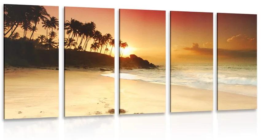 5-dílný obraz západ slunce na Srí Lance Varianta: 100x50