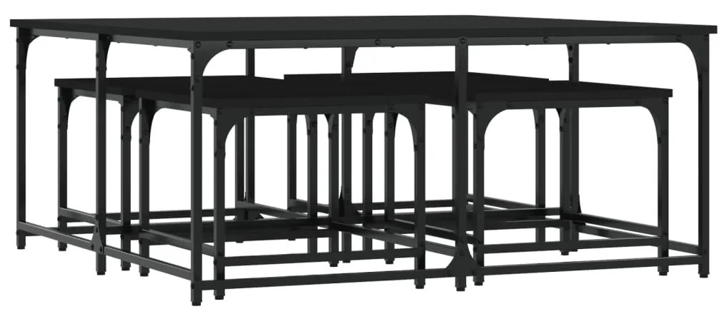 Hnízdové konferenční stolky 5 ks černé kompozitní dřevo - Default Title