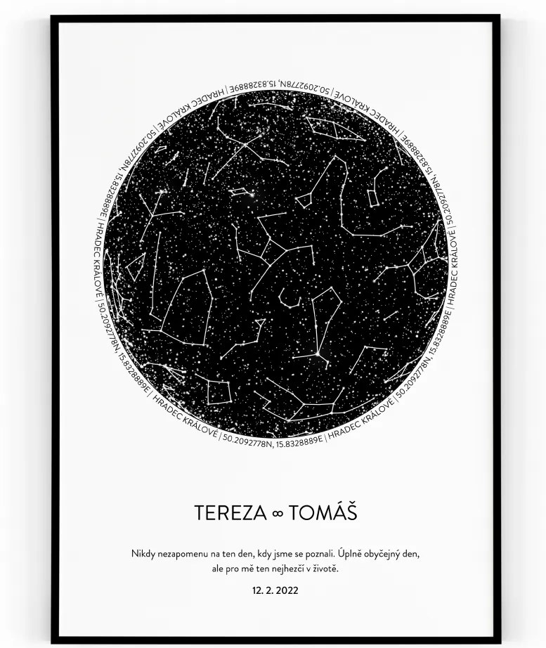 Plakát Hvězdná mapa 30 x 40 cm - pololesklý saténový papír o gramáži 200 g\/m²