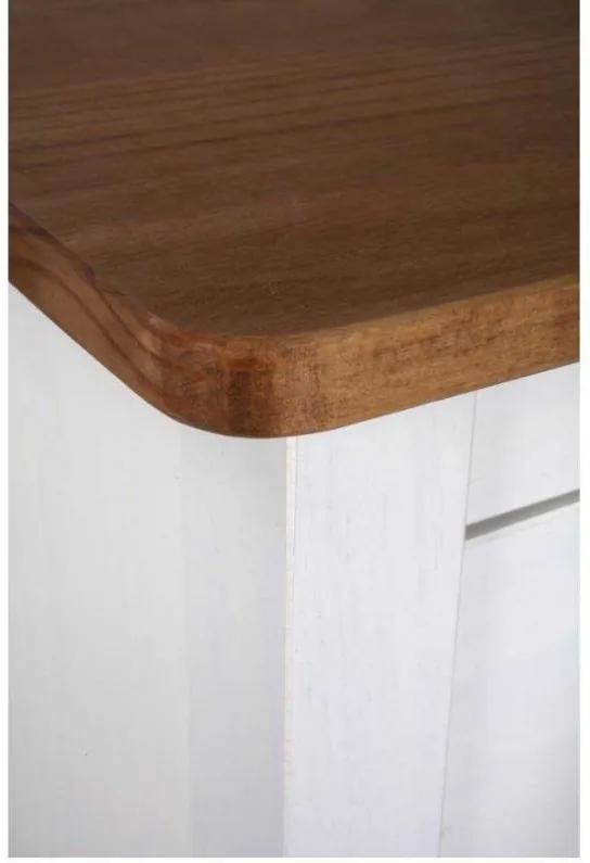 Bílý konferenční stolek z masivního borovicového dřeva se 2 zásuvkami Marckeric Joyce