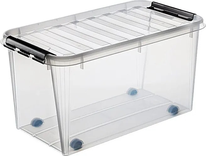 Smartstore Classic Box s víkem na kolečkách, 72 × 40 × 39 cm, 70 l, transparentní
