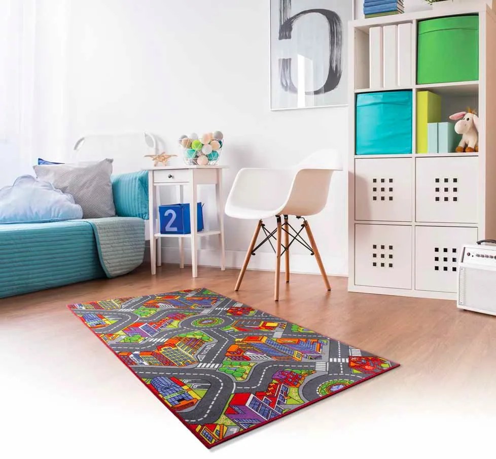 Associated Weavers koberce DOPRODEJ: 95x133 cm Dětský kusový koberec silnice Big City - 95x133 cm