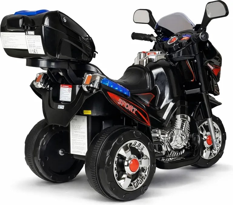 LEAN CARS Elektrická motorka pro děti HC8051 černá, LED světla a zvuky