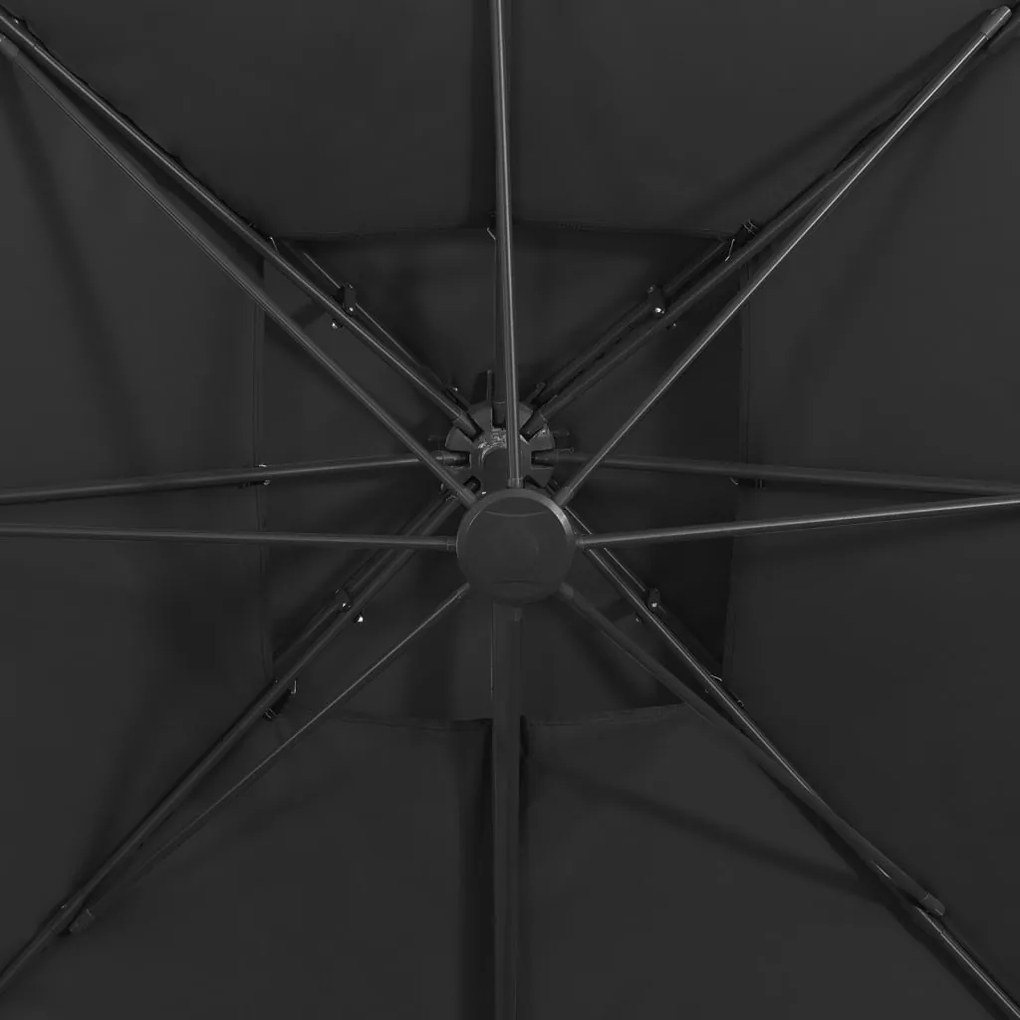 Konzolový slunečník s dvojitou stříškou 300 x 300 cm černý,  312376
