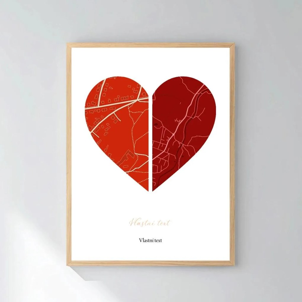 Personalizovaný magický fotoobraz v rámu - 30x40 - Dvě místa, jedno srdce