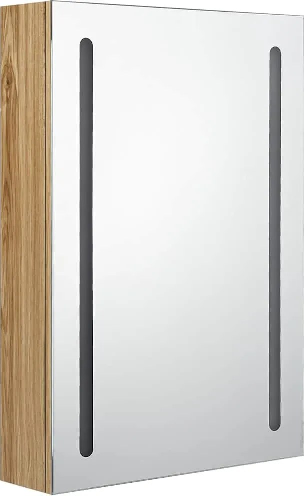 LED koupelnová skříňka se zrcadlem dub 50 x 13 x 70 cm 326499
