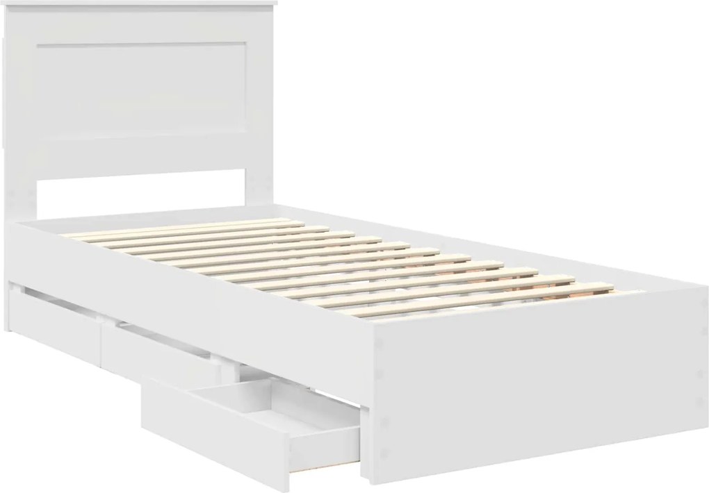 Rám postele se zásuvkou Bílá 75 x 190 cm Inženýrské dřevo 3410214