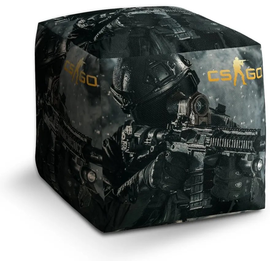 Taburet Cube CS:GO voják 1, černá