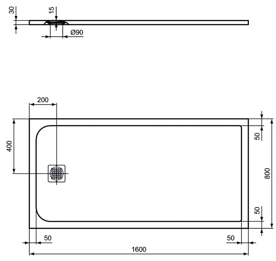 Ideal Standard Ultra Flat S - Sprchová vanička 160 x 80 cm, Bílá, K8276FR