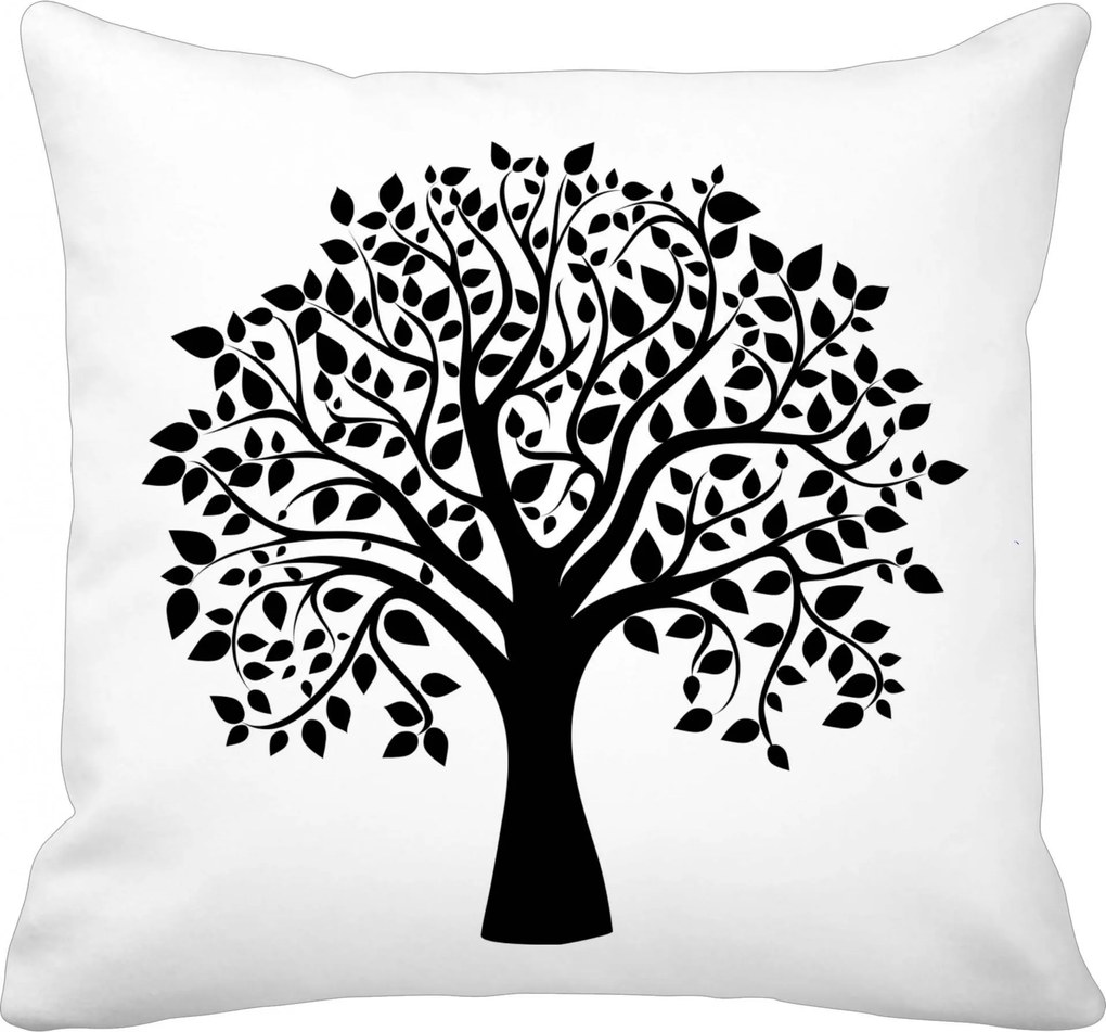 Krasilnikoff Bavlněný povlak na polštář Tree Of Life, černá barva, bílá barva, textil