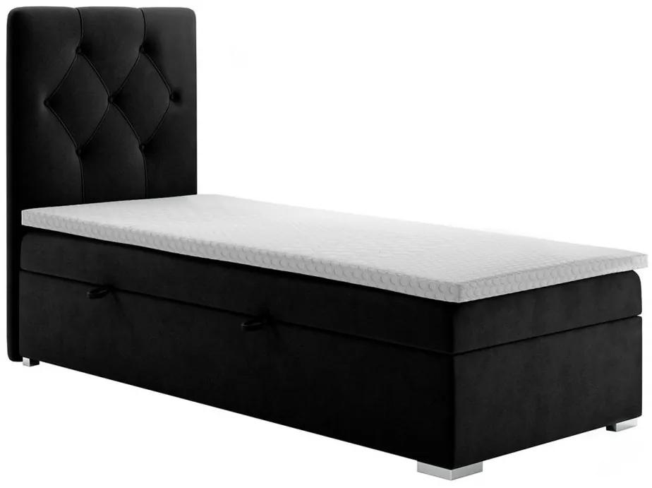 Luxusní jednolůžková postel CULI Černá 90x200 cm Pravá