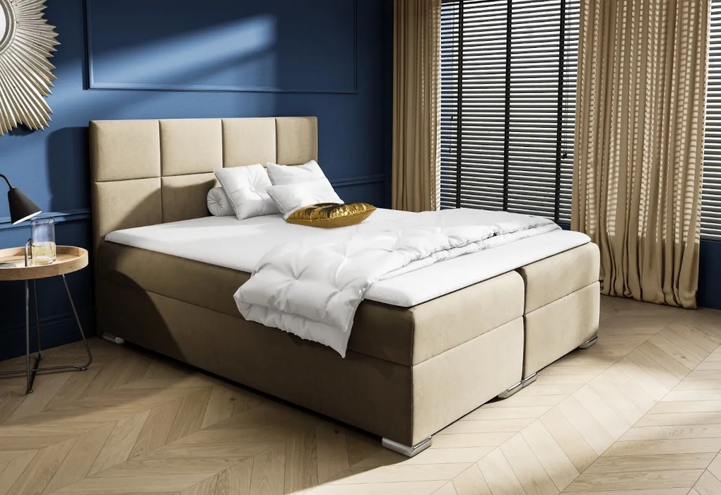 Čalouněná postel boxspring GLORIA, 200x200, béžová