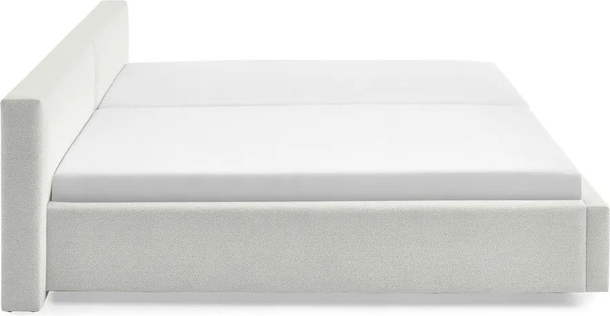 Bílá čalouněná dvoulůžková postel s úložným prostorem s roštem 200x240 cm Cube – Meise Möbel
