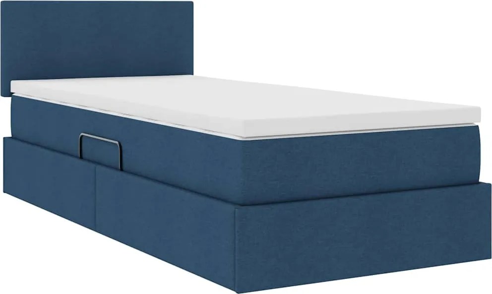 Postel s úložným prostorem a matrací Modrá 90 x 200 cm Samet 3370424