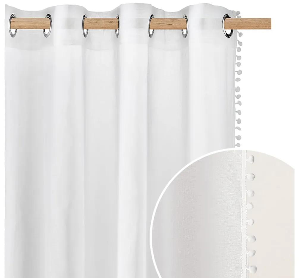 Room99 Záclona na kroužcích MALIA SPIRIT Bílá Pompony Velikost: 400 x 150 cm