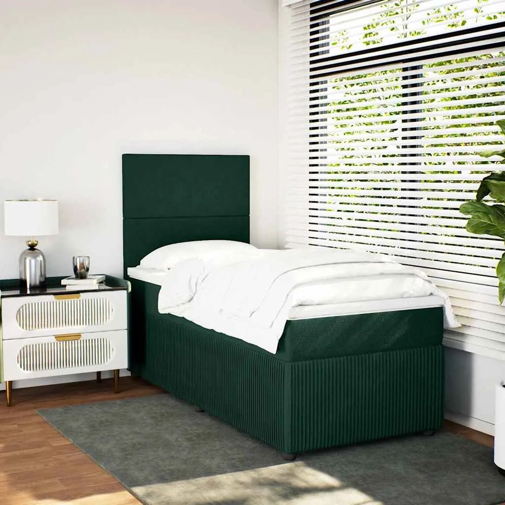 Box spring postel s matrací tmavě zelená 90x190 cm samet 3294511