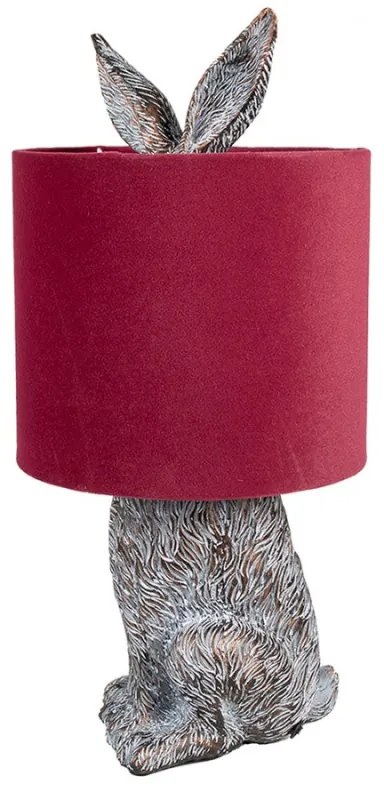 Hnědo-bílá stolní lampa králík s červeným stínidlem Konijn – 20x43 cm