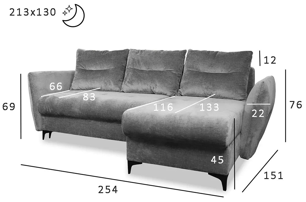 Sedací souprava FORTUNA | 254x151 cm | rozkládací + úložný prostor | VÝBĚR TKANIN