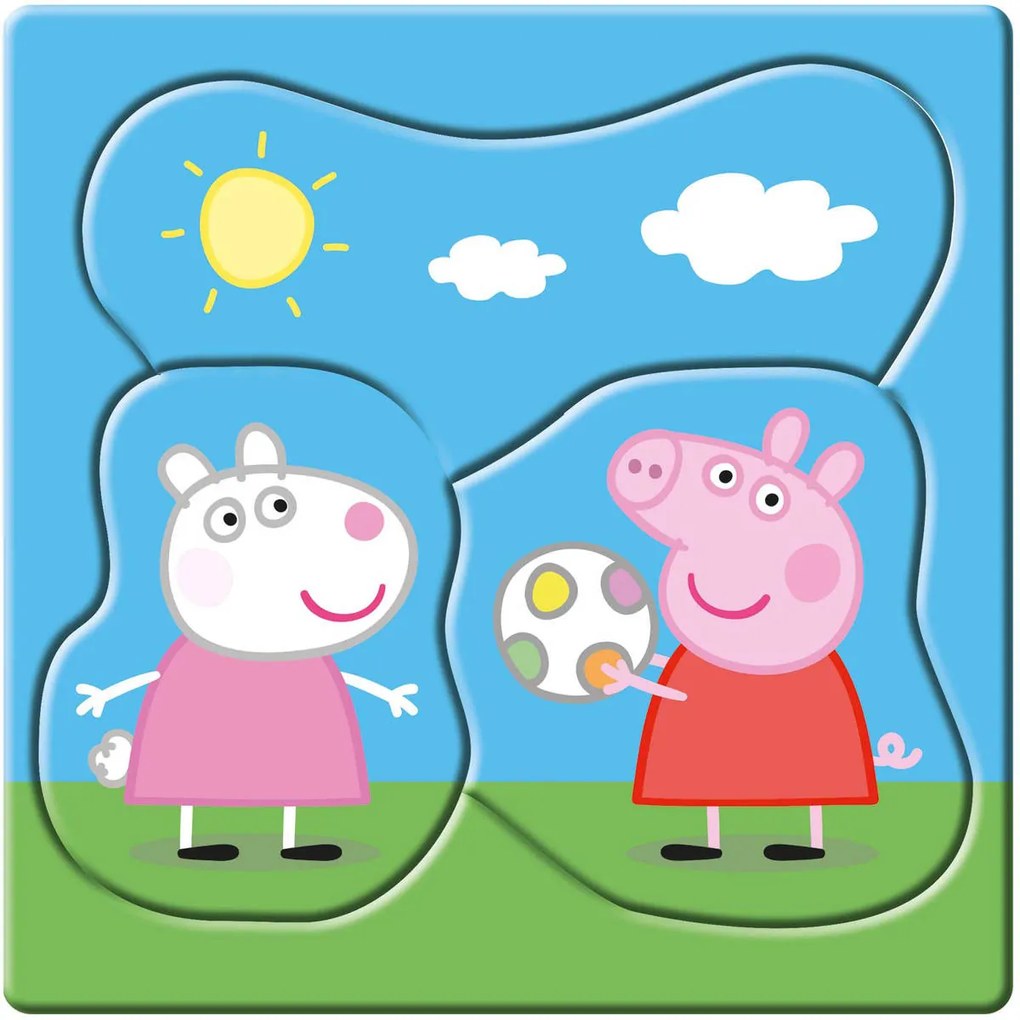 DINO Baby puzzle 12 dílků Peppa Pig Rodina 18x18cm skládačka 3v1 velké dílky dn325135