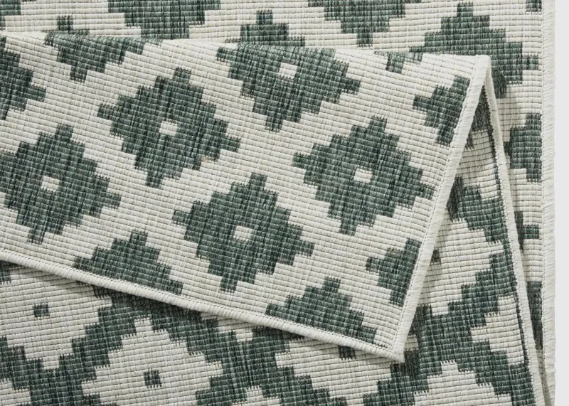 NORTHRUGS - Hanse Home koberce Kusový koberec Twin-Wendeteppiche 103125 grün creme – na ven i na doma - 80x350 cm