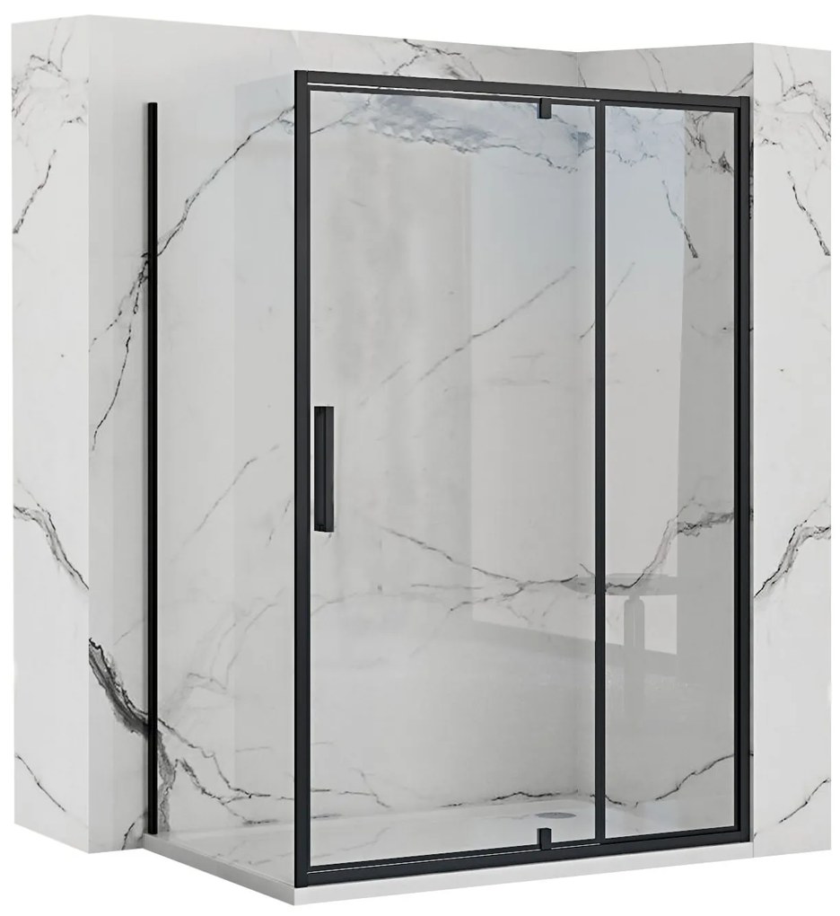 Rea Rapid Swing, rohový sprchový kout 90 (dveře) x 100 (stěna) x 195 cm, 6mm čiré sklo, černý profil, KPL-009927