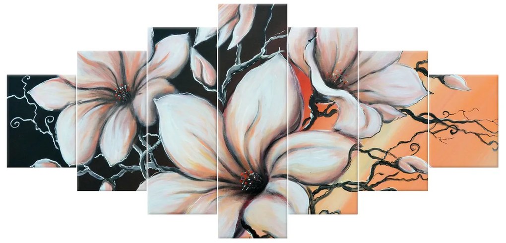 Gario Ručně malovaný obraz Magnolie při západu - 7 dílný Rozměry: 210 x 100 cm