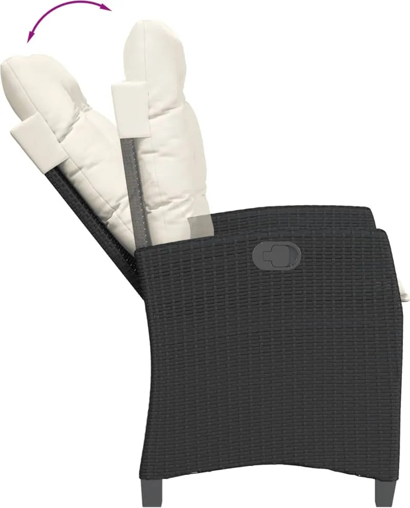 7dílný zahradní jídelní set s poduškami černý polyratan 3212630