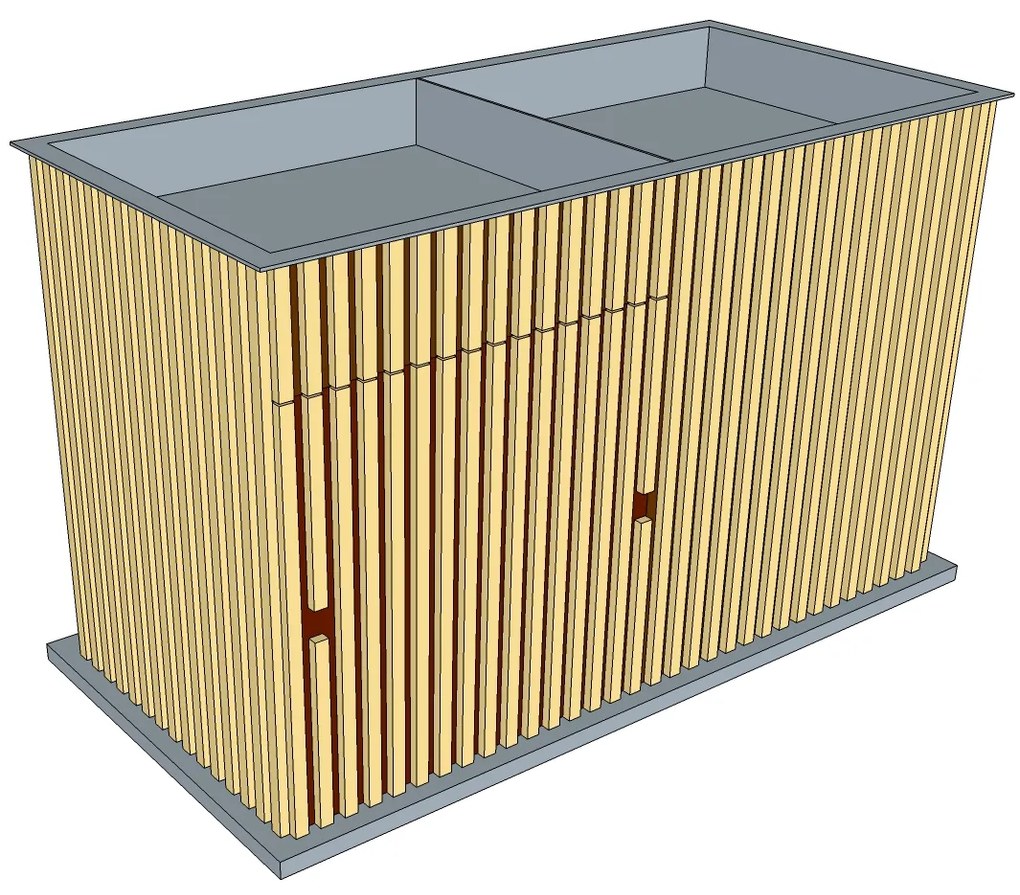 DESIGN FACTORY - Cyklobox de Luxe 3 – 4 kola, barva natur, (1,1 x 2,3 m), CYKL3-4