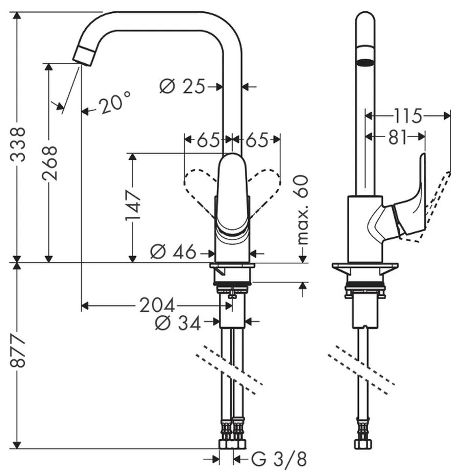 Hansgrohe Focus M41, páková kuchyňská baterie 260, Eco, 1jet, chromová, HAN-31821000
