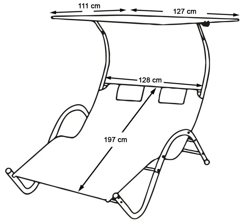 Lehátko DELUX pro 2 osoby ve 3 barvách - šedá