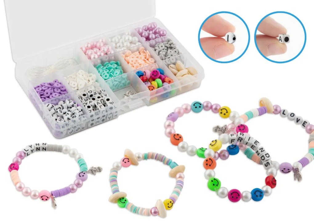 _Ostatní 1_ GRAFIX Navlékací korálky s přívěsky kreativní set výroba náramků v boxu plast 240021