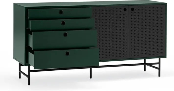 Černo-zelená komoda Teulat Punto, šířka 150 cm