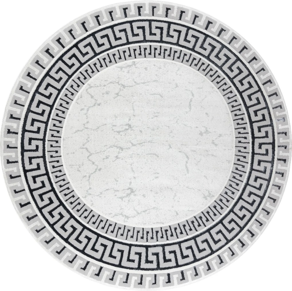 Dywany Łuszczów, Kusový koberec Allure 1960 white/grey kruh, 200x200 (průměr) kruh, šedá, kancelář