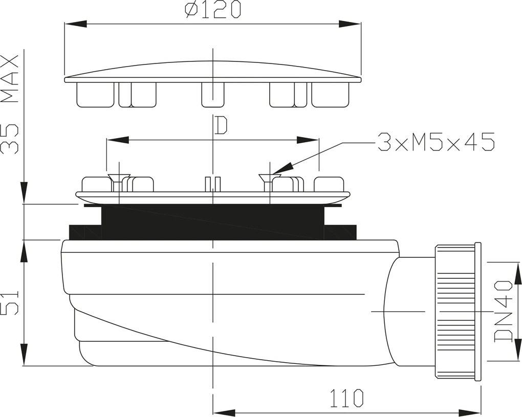 Polysan sifon vaničkový 90 mm nerez 1722C Koupelny Bernold