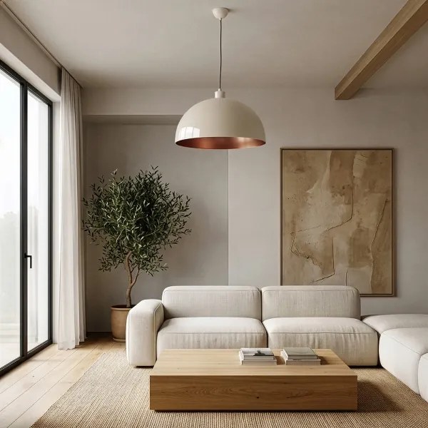 BRILAGI - LED Lustr na lanku METALO 1xE27/40W/230V pr. 40 cm béžová/měděná