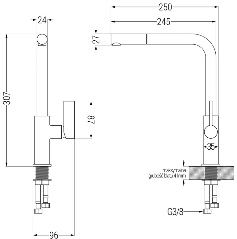 Mexen Gaspar, 1,5-komorový granitový dřez 737x475x177 mm a dřezová baterie Flora, černá skvrnitá, 6507-76-670401-75-G