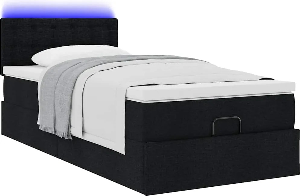 Osmanský rám postele s matrací černá 90x190cm textil 3312438