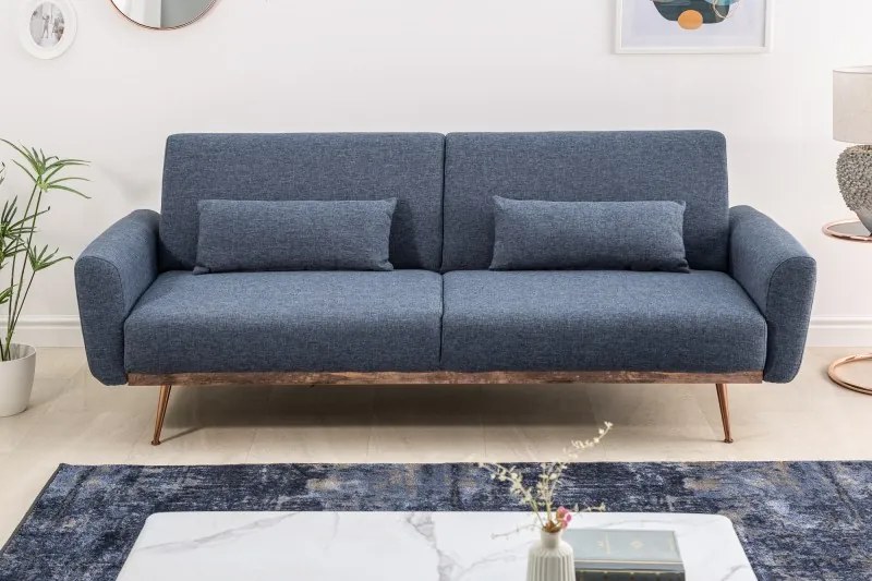 Designová rozkládací sedačka Blaine 208 cm modrá
