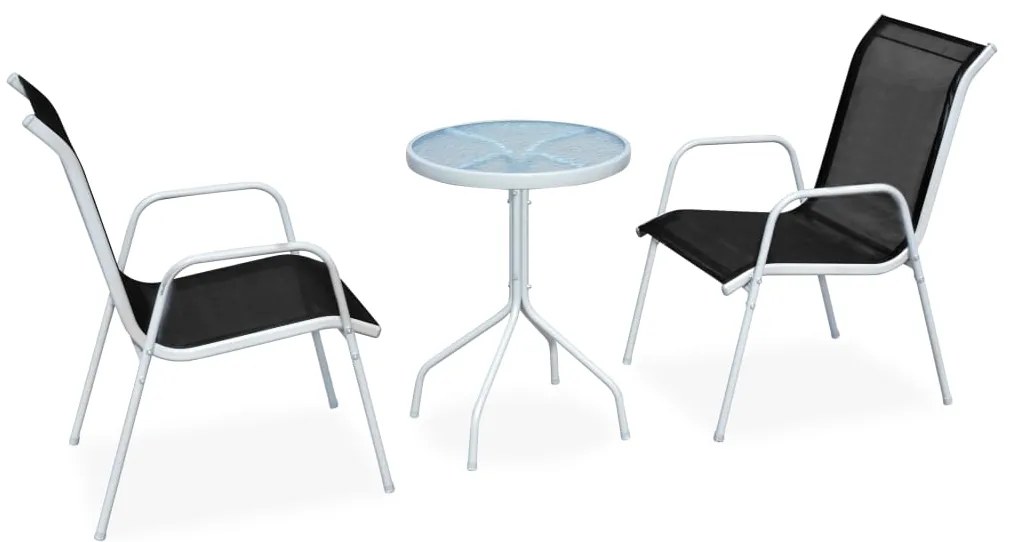 43314 vidaXL Balkonový nábytek bistro set ocel a textilen 50x71 cm černý