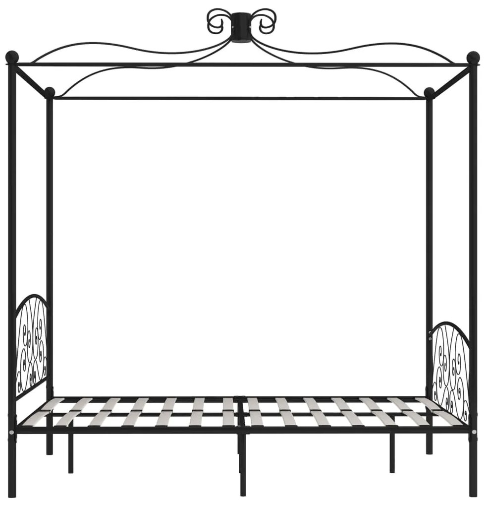 vidaXL Marketos Rám postele s nebesy černý kovový 120 x 200 cm